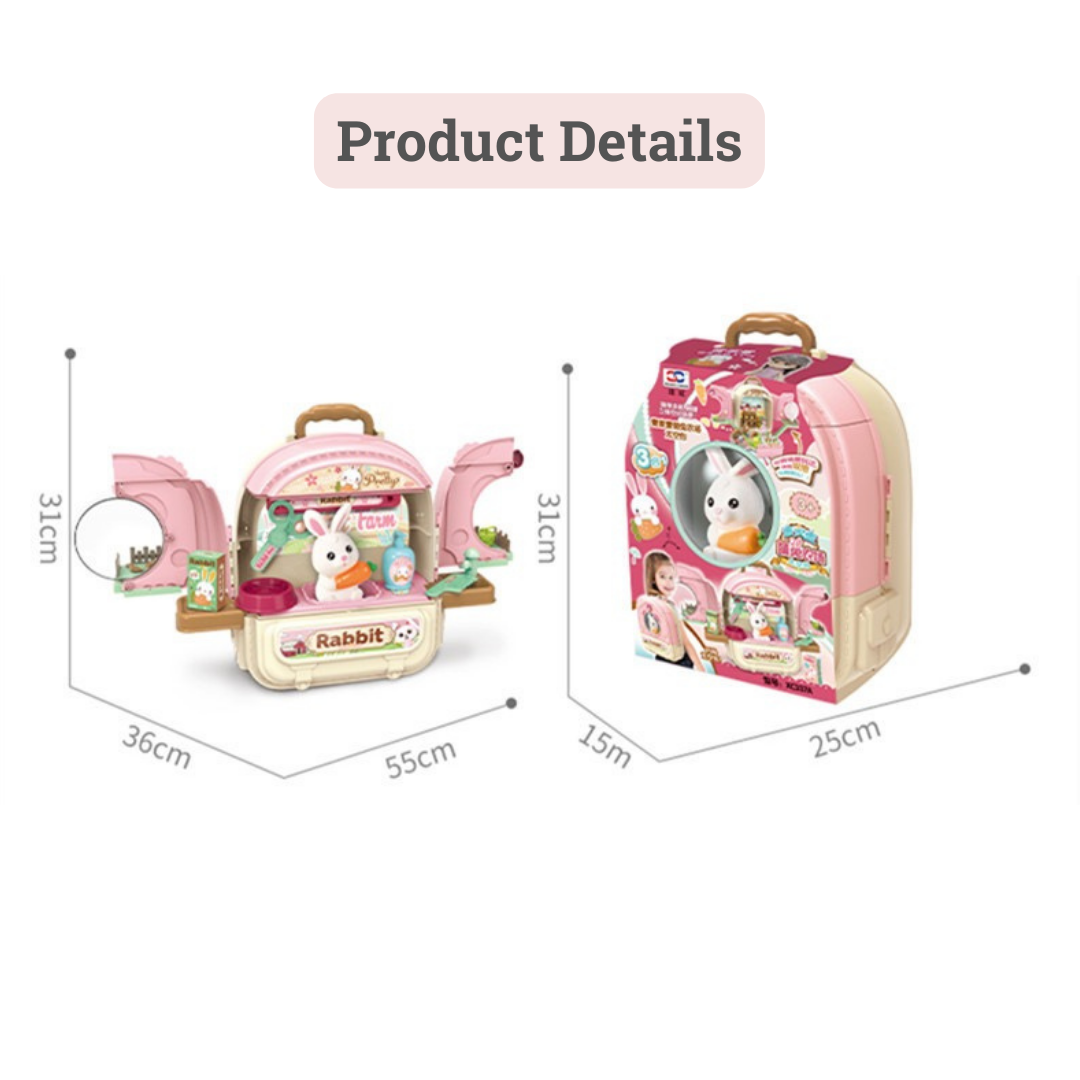 Kids Pretend Play Rabbit Backpack 3 in 1 – Dolly & Belly
